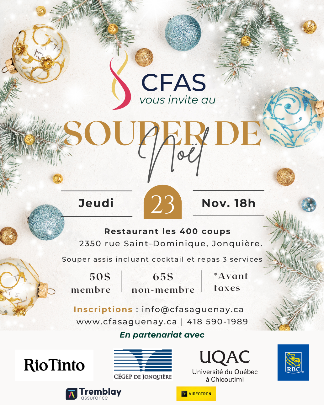 Souper de Noël | Corporation des femmes d'affaires du Saguenay Souper de Noël | Corporation des femmes d'affaires du Saguenay